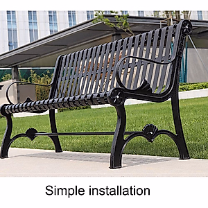 ANSNAM Outdoor Bench Garden Patio Seating Furniture, Outdoor Park Bench Garden Bench, Metal Leisure Cast Iron Bench, Courtyard Terrace Seat Bench with Backrest and Armrest (Size : 150cm)