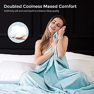 Kaisa Cooling Blanket for Hot Sleepers, Cooling Throw Twin Size, Double Side Cooling Technology, Light Weight Summer Blanket for Kids Adults, Cool Blanket for Bed Couch, Machine Washable, Blue