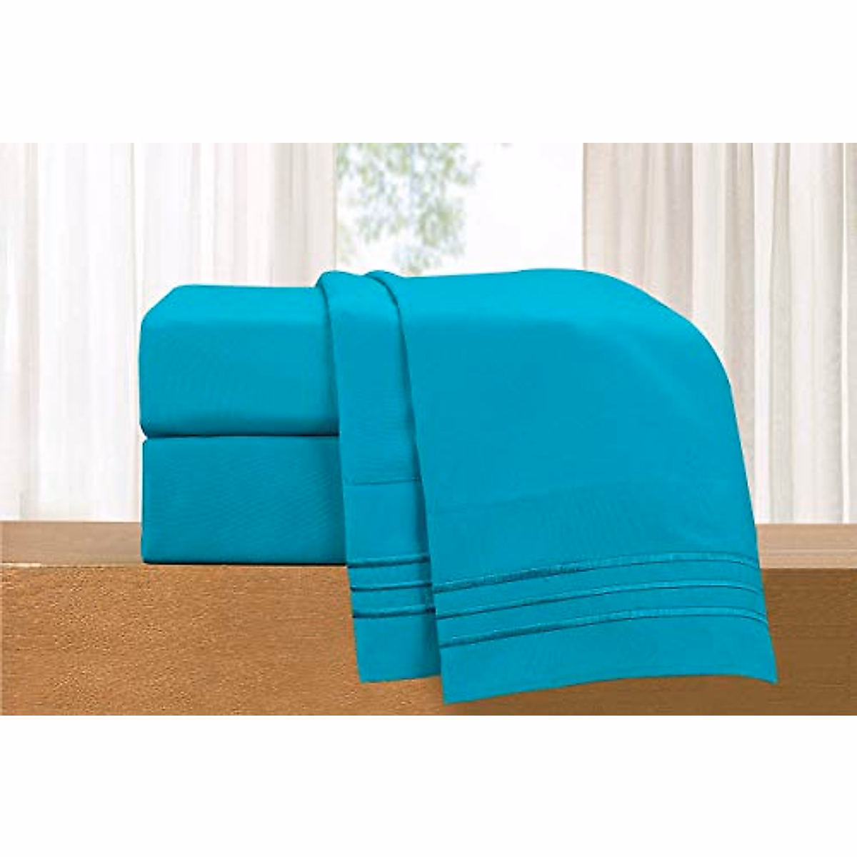 Elegant Comfort Luxury 4-Piece Bed Sheet Set - Luxury Bedding 1500 Thread Count Egyptian Quality, Wrinkle Resistant Cool & Breathable, Easy Elastic Fitted, King, Teal