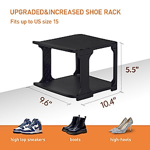 HHK HenHaoKan 5 Tiers Shoe Rack Organizer for Closet Shoe Holder Storage Narrow Plastic Vertical, Free Standing Shoe Rack Shelf for Entryway Stackable Stability DIY, Black