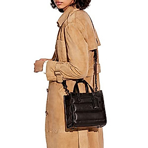 COACH Leather Field Crossbody Tote 22 with Quilting and Coach Badge - #C6958 - Black