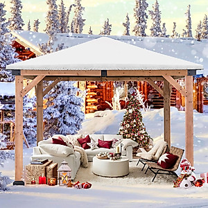 ABCCANOPY Wood Gazebo 11x11 - Outdoor Patio Wooden Gazebo with Hardtop Metal Roof for Garden, Backyard and Deck (Single Roof)