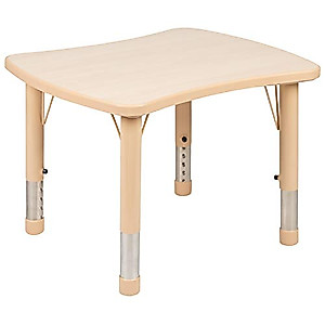 Flash Furniture 21.875"W x 26.625"L Rectangular Natural Plastic Height Adjustable Activity Table