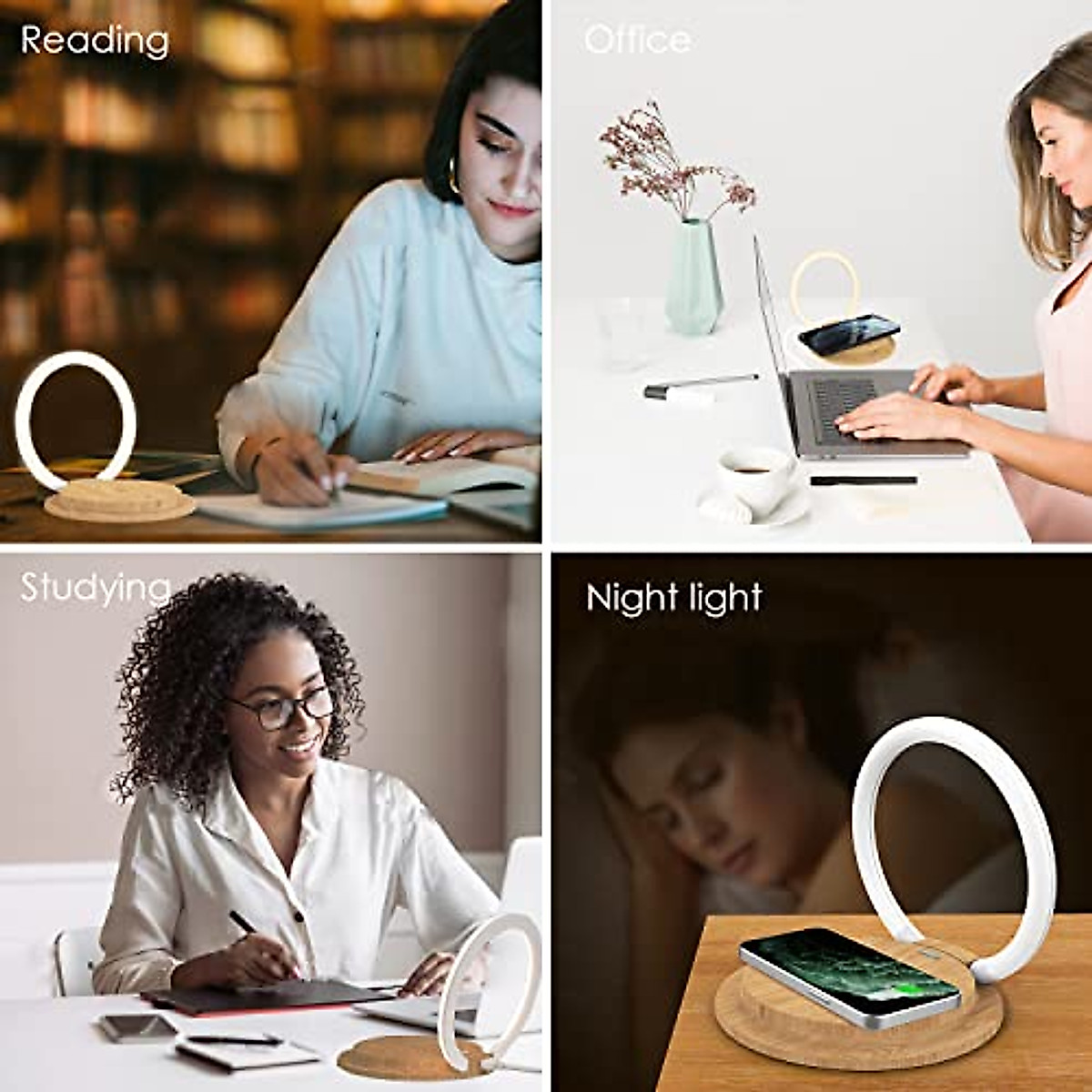 emie Wireless Charger Pad with Lamp, Fast Max 15W Wireless Charging Solution for Qi Enabled/iPhone/Galaxy, LED Touch Table Lamp for Bedside Nightstand Desk and Bedroom Dorm Home Office Decor