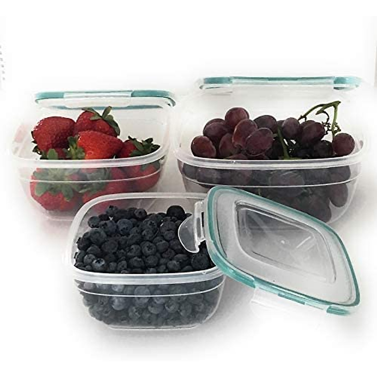 Plastart Food Storage Containers Set Airtight Plastic Container for Pantry&Kitchen Organization Refrigerator Fresh-Keeping Lunch Box Leak Proof Lids Made İn TURKEY, 3 PC (0,7-1,3-2,4LT) (LC-350)