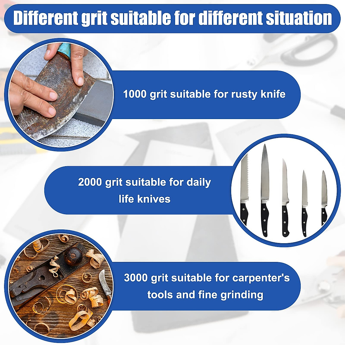 3 Pieces Diamond Sharpening Stone Diamond Knife Sharpener Plate Honing Whetstone for Kitchen Sharpening Dull, Blunt or Tired Edges (1000/2000/ 3000 Grit)