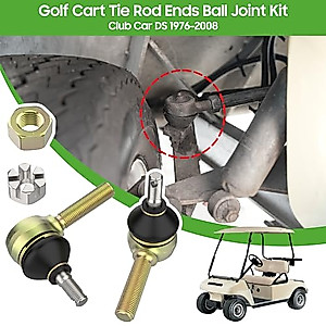 10L0L Golf Cart Tie Rod End Kit for Club Car DS 1976-2008 Gas & Electric, Left-Hand & Right-Hand Thread Ball Joint, OEM# 7539 7540