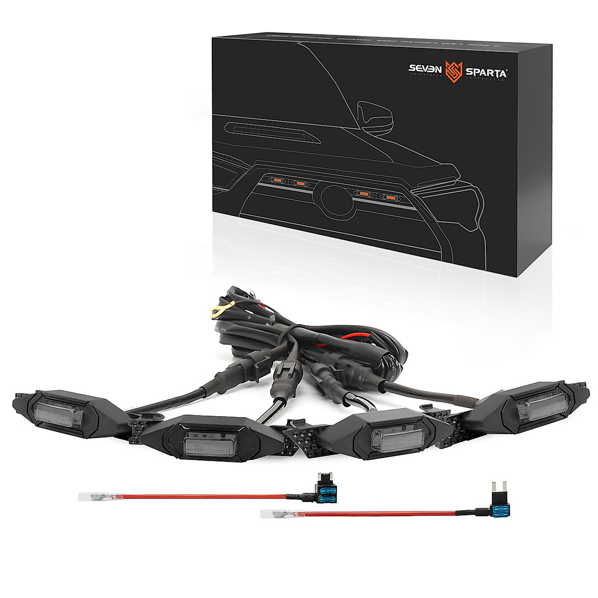 Upgraded 4 PCS Led Grill Lights Compatible with Toyota 4Runner 2020-2024, Including SR5, TRD Sport, Off-Road, Premium and Limited Grille, Fuse and Instruction Included (Smoke Shell/White Lights)