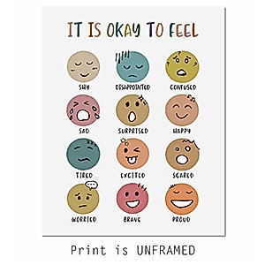 It Is Okay To Feel, Boho Classroom Decor, Mental Health, Playroom Decor, Child Art, Back To School, Teacher Gifts, Classroom Decor, Classroom Wall Decor, No Framed (8X10 INCH)