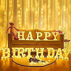 Brightdeco 155 Bulbs Light Up Happy Birthday Sign LED Marquee Letter Sign Anniversary Party Night Lamp Banquet Props