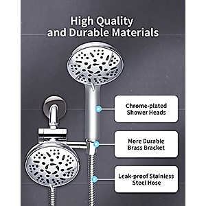 Ezelia High Pressure Shower Head Combo, 9 Settings Handheld Shower Head & Rainfall Showerhead, Premium 2-in-1 Dual Shower System with smooth 3-Way Water Diverter, Bathtub Systems,1.75GPM