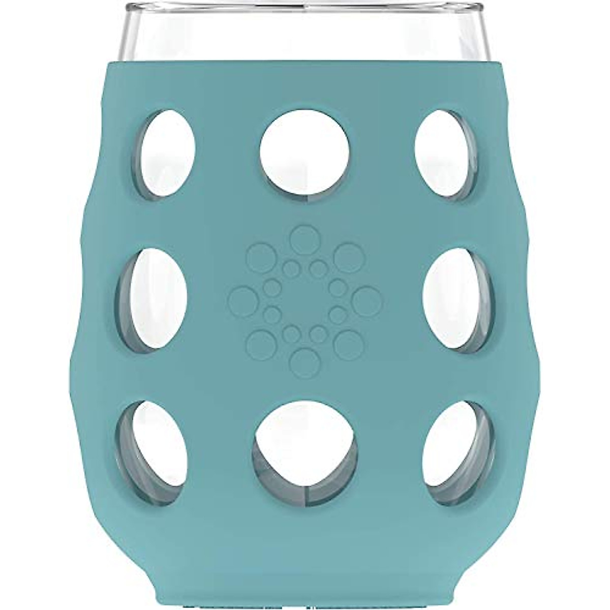 Lifefactory Wine Glass with Protective Silicone Sleeve, 4 Count (Pack of 1), Carbon, Dusty Purple, Aqua Teal, Stone Gray