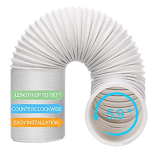 NEAGLORY Portable Air Conditioner Hose - AC Hose with 5.9" Diameter, Anti-Clockwise Thread, Length up to 78.7" - Exhaust Hose for Portable AC Vent Compatible