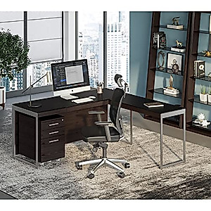 BDI Sequel 6107 Mobile File Pedestal, Charcoal Stained Ash Wood