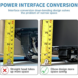 Vrllinking IEC C14 to C13 90 Degree Power Adapter for LCD Wall Mount TV/Computer Host/Monitor/Rice Cooker/Electric Kettle,10A PDU Plug, Up/Down Right Angled IEC Power Adapter (2 Pack/Black)