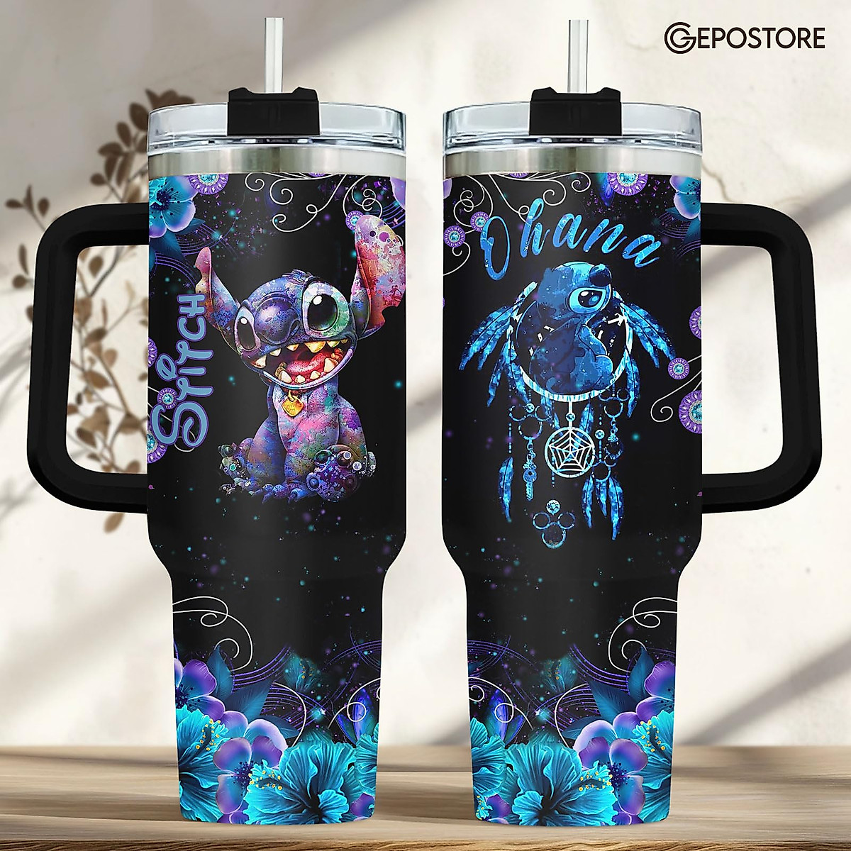 GEPOSTORE Blue Alien 40 Oz Tumbler With Lid Stainless Steel, Cute Cartoon Movie Character Tumbler, Birthday Gifts for Movie Lovers