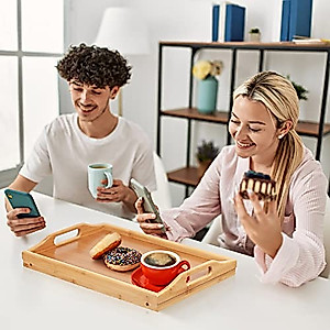 Bed Tray Table Folding Legs with Handles Breakfast Food Tray for Sofa,Bed,Eating,Drawing,Platters Serving Lap Desk Snack Tray (Yellow Small)