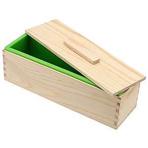 ZOENHOU 3PCS 42oz Green Soap Molds with 3 Lids, Flexible Rectangular Silicone Soap Making Molds Kit with Wood Box DIY Tool Set for Soap Making Supplies