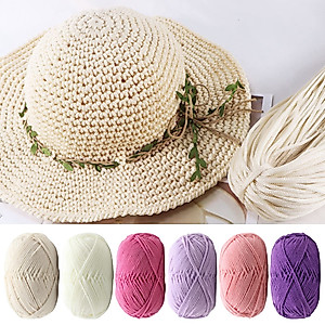 Wool Yarn for Knitting, Knitting Wool Yarn Professional Ultra Soft Needlework DIY 4Ply Milk Cotton Crochet Knitted Yarn for Home (Beige)