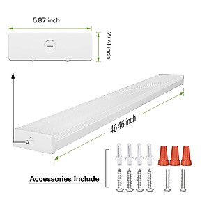 hykolity 4FT LED Wraparound Light with 3 Wattages/3 Lumens/3 CCT Selectable, 55W/65W/75W, 5500lm/6500lm/7500lm, 3000K/4000K/5000K 4 Foot LED Wrap Light Fixture, Flush Mount Office Ceiling Light, ETL