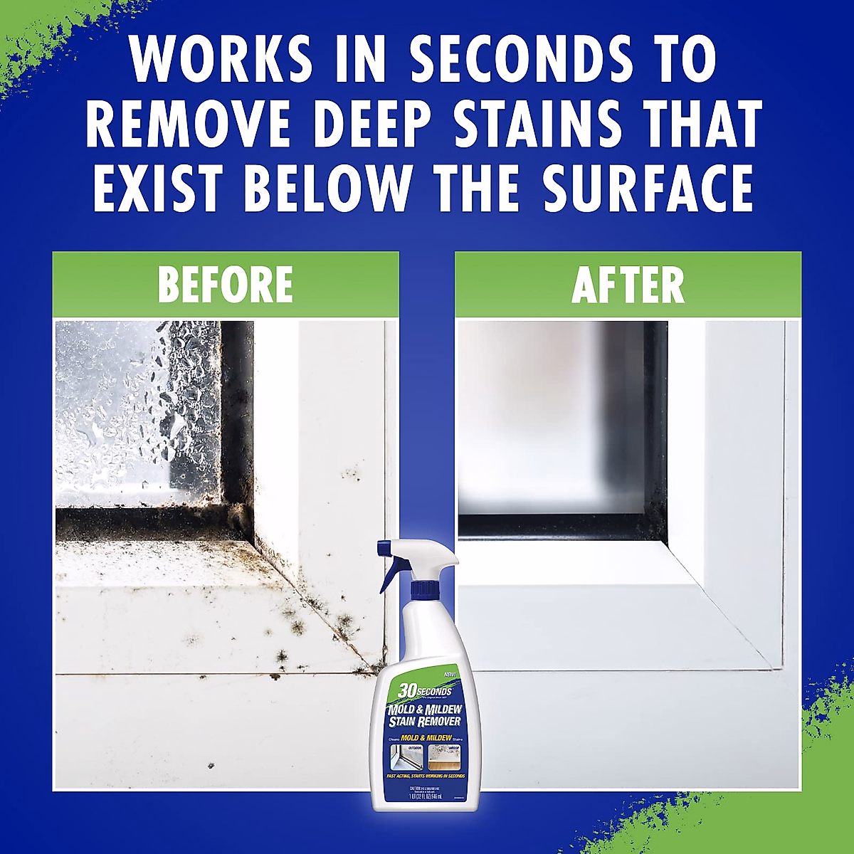 30 SECONDS Mold & Mildew Stain Remover Spray- Indoor & Outdoor Use