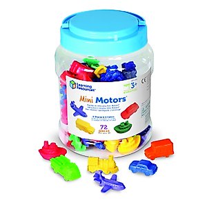 Learning Resources Mini Motors Counting and Sorting Fun Set - 72 Pieces, Ages 3+ Car Counters for Kids, Preschool Math Counters, Math for Preschoolers