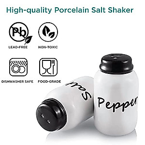 Salt and Pepper Shakers Set - Ceramic Salt and Pepper Shakers, Adorable Salt and Pepper Set for Kitchen Decor, Perfect for Cooking, RV, BBQ, Set of 2, 4 OZ