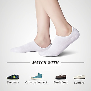 HIGIXCH No Show Socks Women Low Cut Invisible Liner Non slip Athletic Boat Socks 6 Pairs(socks for women size 5-8, White)