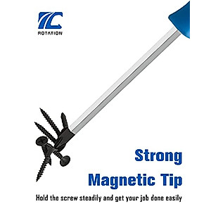 ROTATION 12PCS Magnetic Go-Thru Screwdriver Set, 6 Phillips and 6 Flat Head Tips Screwdriver for Fastening, Chiseling and Loosening Seized Screws, Multi-purpose Budget Set