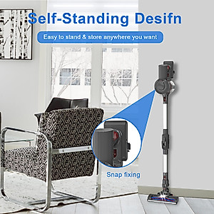 QTGPET Cordless Vacuum Cleaner, 25Kpa Strong Suction, 40 mins Runtime, 6-in-1 Vacuum Cleaner with Detachable 2200mAh Rechargeable Battery, Lightweight Stick Vacuum for Pet Hair