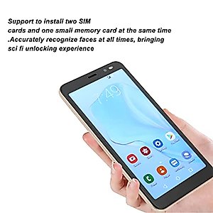 GOWENIC Mate48 Pro Smartphone, Factory Unlocked Smartphone, 5.45 Inch HD Screen Smartphone, Dual Sim Cell Phone Face Recognition Mobile Phone for Android, Fast Processor(Gold)