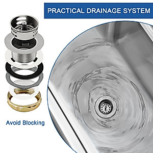 HARDURA 3 Compartment Sink of Stainless Steel, with 10X14X10 Inches Bowl and Backsplash, NSF Commercial Three Compartment Sink for Bar, Restaurant, Kitchen and Cafe