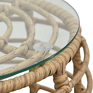 Makastle Outdoor Patio Bistro Set, 3 Piece Rattan Wicker Conversation Chair Sets Balcony Furniture for Yard Lawn Garden Porch Poolside, Poly Rattan Oak