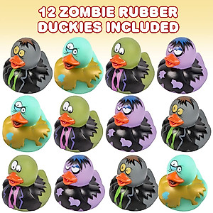 ArtCreativity 2 Inch Zombie Rubber Duckies for Kids, Pack of 12, Variety of Designs and Colors, Trick or Treat Supplies, Goodie Bag Fillers, Party Favors, Halloween Themed Bathtub Toys