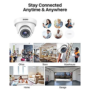 ZOSI 4 Pack 2.0MP HD 1080P Security Cameras Kit TVI/CVI/AHD Indoor Outdoor 80ft Day Night Vision CCTV Dome Home Cameras For 720P/1080N/1080P/5MP/4K HD-TVI AHD CVI Analog DVR Systems(White)
