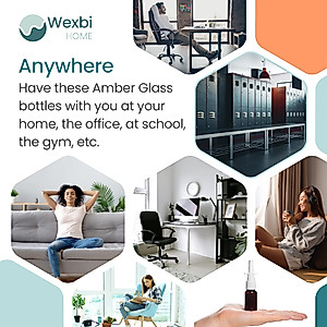 Amber Glass 2- Pack Nasal Spray Bottle 1 oz, Empty, Press Spray Head Refillable, Travel Sized 30 ml vials - No Labels