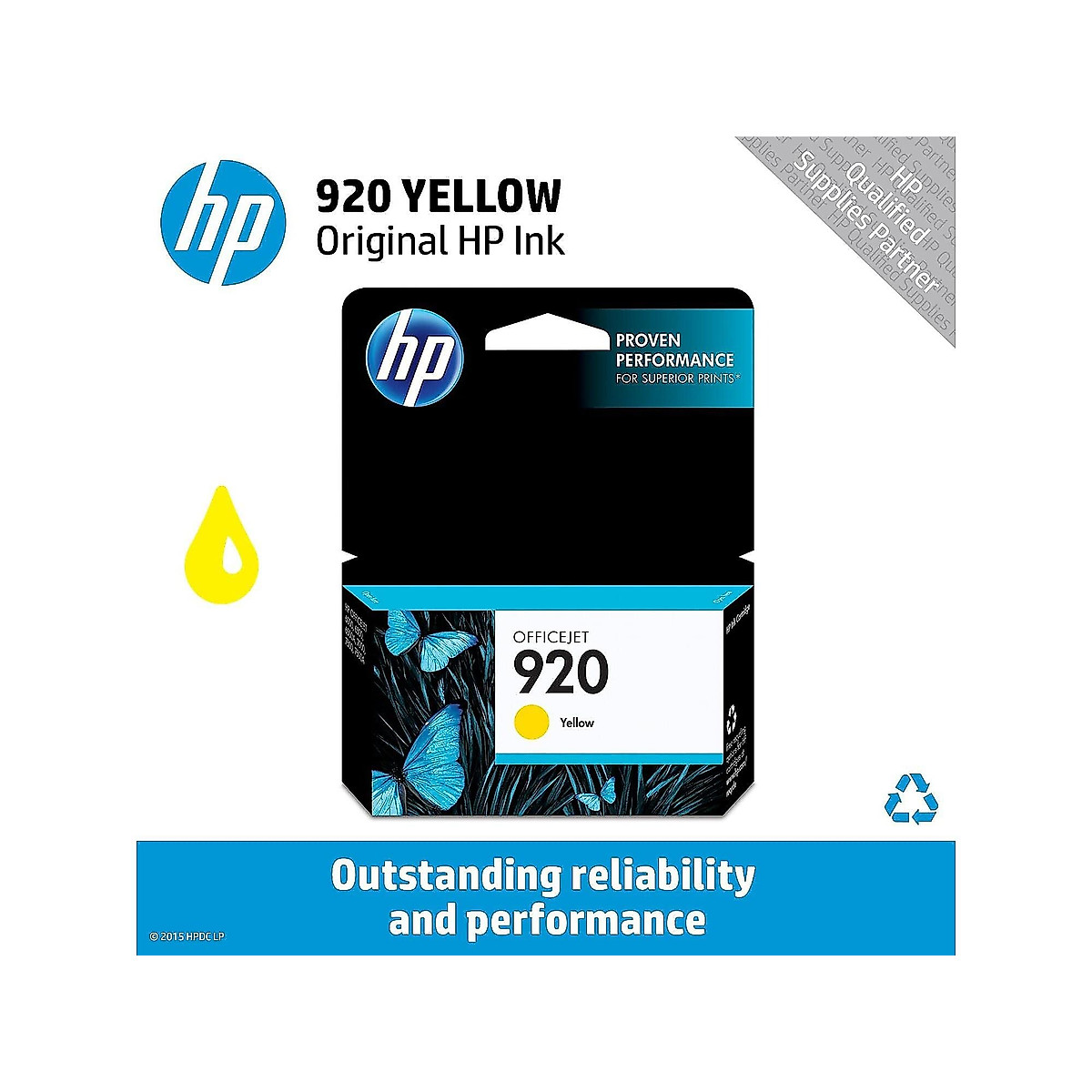 HP 920 | Ink Cartridge | Yellow | Works with HP OfficeJet 6000, 6500, 7000, 7500 | CH636AN