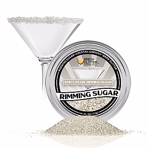 BREW GLITTER White Pearl Cocktail Rimming Sugar, Drink Rimmer for Beverages, Cocktails, Margaritas, Drinks, Kosher Certified (4oz, White Pearl)