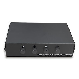 Toptekits 4 Port Way 8P8C RJ45 Network Ethernet Manual ABCD Sharing Switch Box,4 Ports Network Switch Splitter Selector Hub 4-in 1-Out or 1-in 4-Out