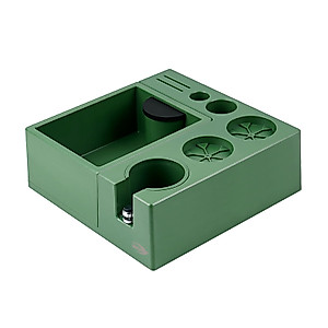 IKAPE V2 Espresso Knock Box, Espresso Coffee Organizer Box Fit for Storage 51, 54, 58MM Espresso Tamper, Distributor, Portafilter & Puck Screen Accessories, Plastic Station Base(Green)
