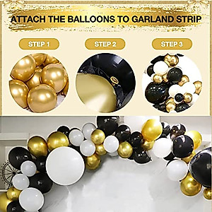 VIVID TREE Black and White Gold Balloons Arch Garland Kit,Party Birthday Balloons Decoration Set for Bridal,Baby Shower, Wedding, Birthday, Graduation, Anniversary Party