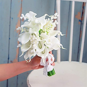 IPOPU 24PCS Artificial Flowers Fake Calla Lily Flowers Real Touch Calla Lily Faux Flowers Arrangement Bouquet for Home Garden Office Party Wedding Bouquet Centerpieces Flower Home Decoration (White)