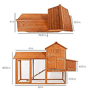 Best Choice Products 80in Outdoor Wooden Chicken Coop Multi-Level Hen House, Poultry Cage w/Ramps, Run, Nesting Box, Wire Fence, 3 Access Areas