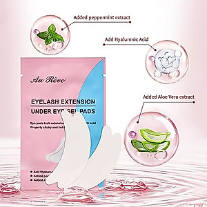AuReve 50 Pairs under eye patches,eye pads lash extensions add hyaluronic acid,Eyelash Extension Under Eye Gel Pads suitable for most people