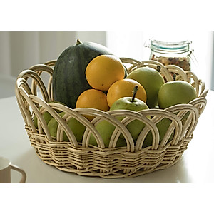 Vintiquewise 16 Inch Decorative Round Fruit Bowl Bread Basket Serving Tray, Large
