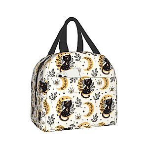 DADABULIU Lunch Bag Cat Boho Magic Moon Witchy Insulated Lunch Box Cooler Tote for Adults Kid Girl Boy Work Office School Picnic Beach Reusable Lunchbox Over 3 Years Old…