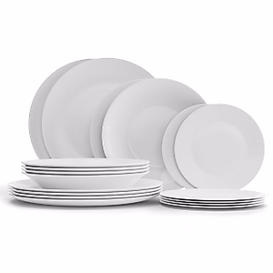 Bormioli ROCCO Whitemoon 18-Piece Dinner Set, Opal Glass, 27 cm