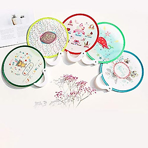 NUOBESTY Foldable Fan Japanese Style Handheld Round Folding Fan Great for Wedding Birthdays Decoration,4pcs