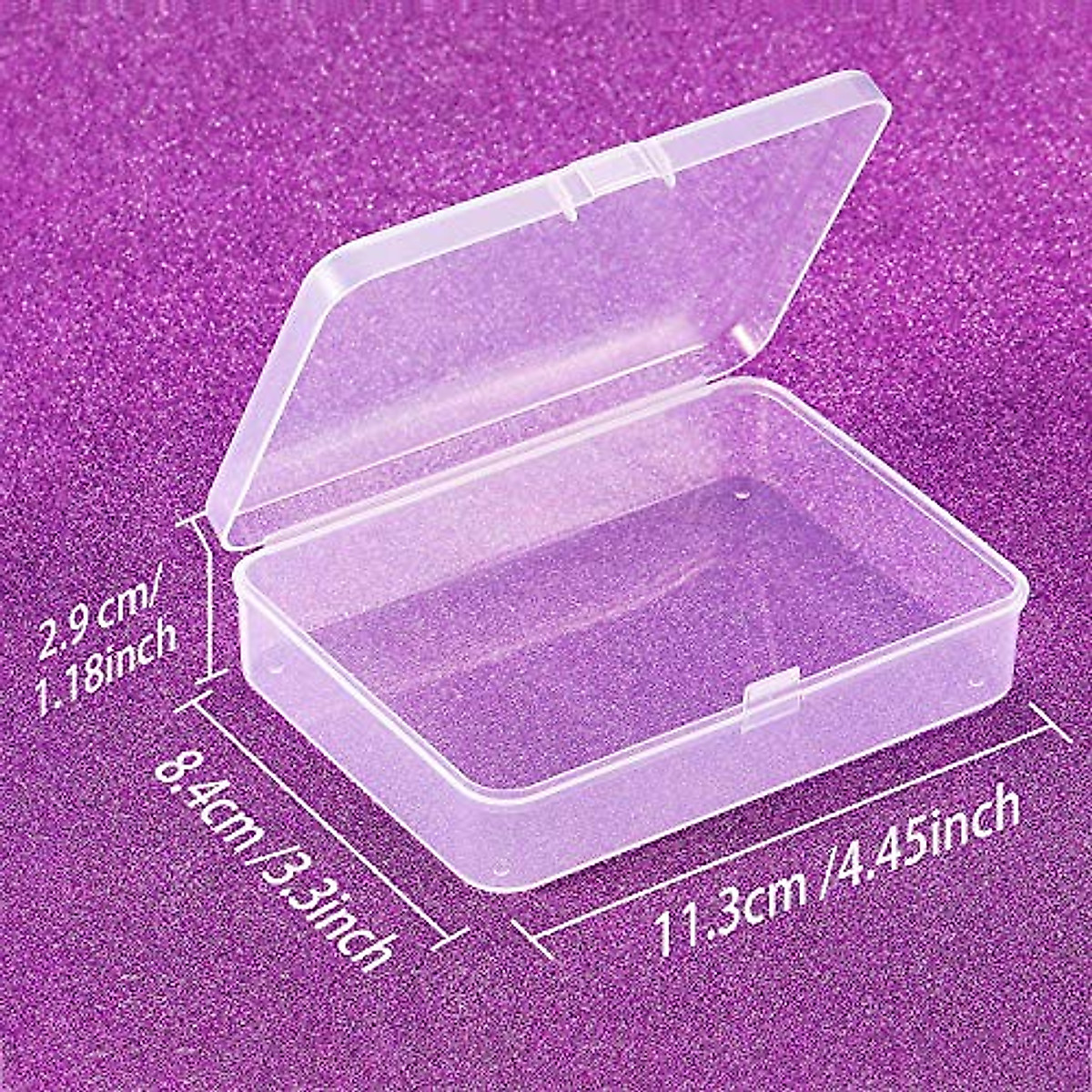 SATINIOR 12 Pack Clear Plastic Beads Storage Containers Box with Hinged Lid for Beads and More (4.45 x 3.3 x 1.18 Inch)