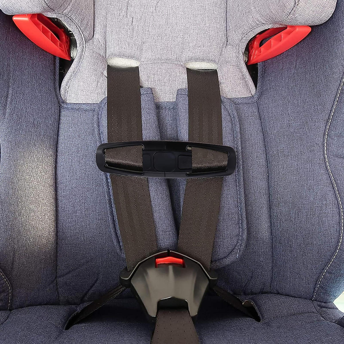 HEALLILY Baby Chest Harness Clip Adjustable Safety Belt Guard Seat Buckle Part 5 PCS (Black)